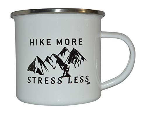 Rogue River Tactical Funny Camp Mug Enamel Camping Coffee Cup Gift Hike More Stress Less Camping Gear