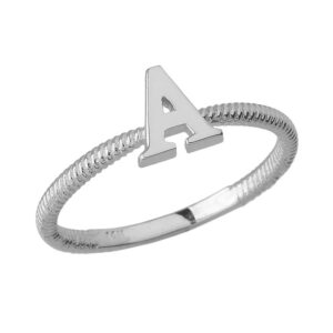 modern contemporary rings women's 925 sterling silver a initial stackable rope design ring (size 8)