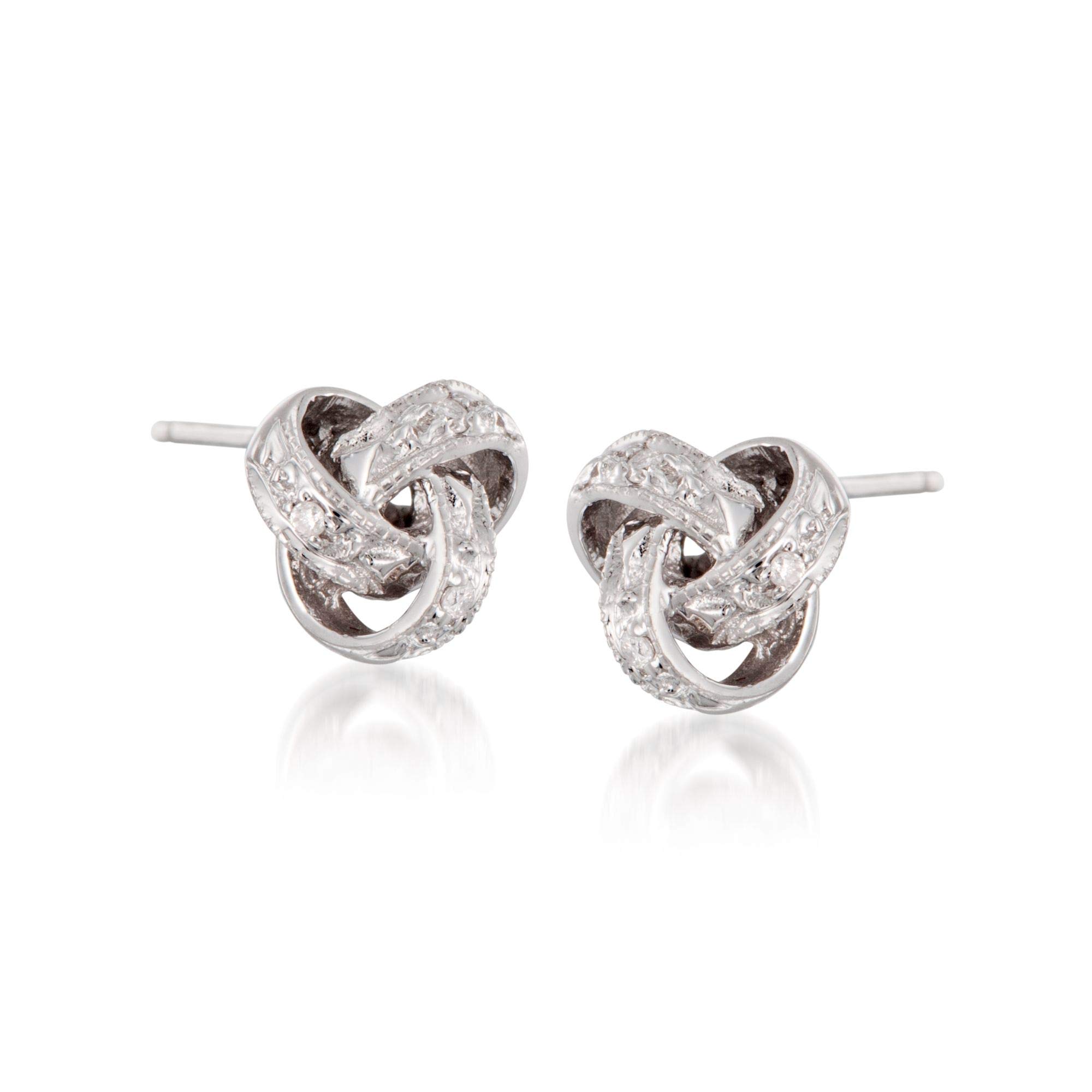 Ross-Simons Diamond Accent Love Knot Earrings in 14kt White Gold