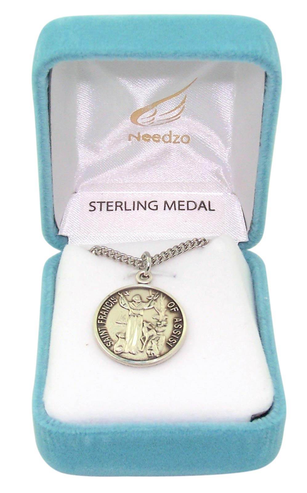 Sterling Silver Catholic Patron Saint Francis of Assisi Round Medal Pendant, 13/16 Inch