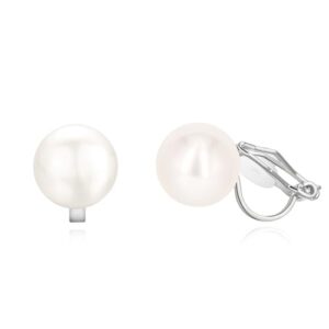 yoqucol 8mm simulated freshwater pearl clip on earrings not pierced elegant stud jewelry for women