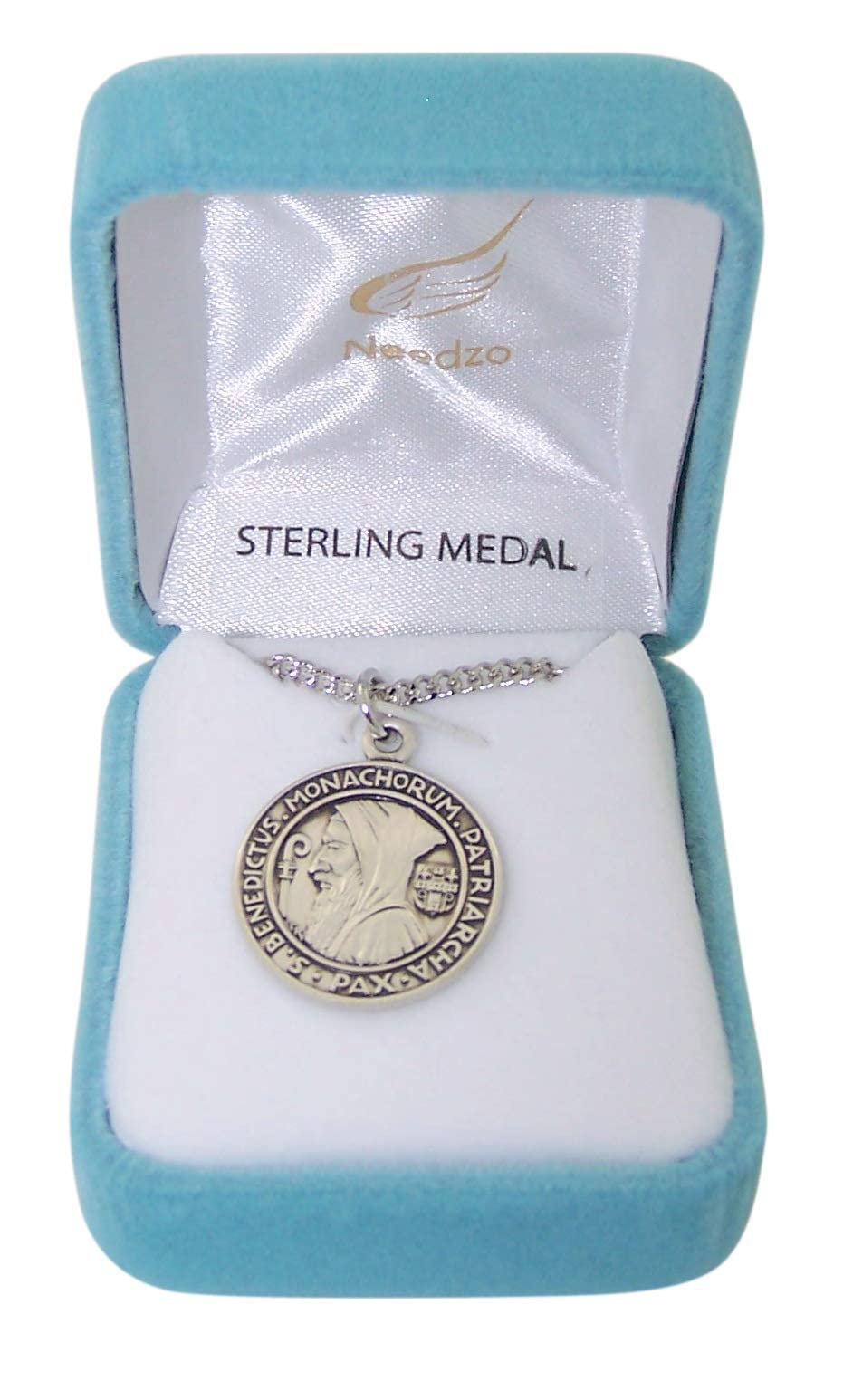 Sterling Silver Saint Benedict Round Jubilee Medal Pendant, 9/10 Inch