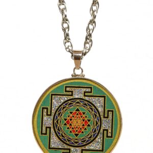 Shri Yantra Pendant Melachite Green and Silver for All by Power Pendants/Pendant Necklace for Women & Men, Best Gift Ideas…