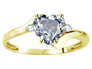 star k heart shape 6mm genuine aquamarine bypass ring 10 kt yellow gold size 6