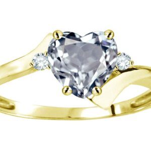 Star K Heart Shape 6mm Genuine Aquamarine bypass Ring 10 kt Yellow Gold Size 6