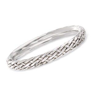 ross-simons sterling silver basketweave bangle bracelet. 7.5 inches