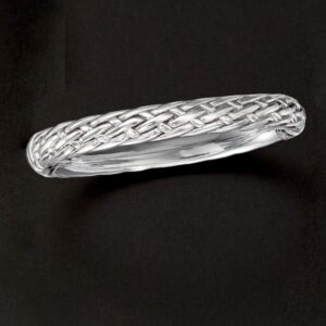 Ross-Simons Sterling Silver Basketweave Bangle Bracelet. 7.5 inches