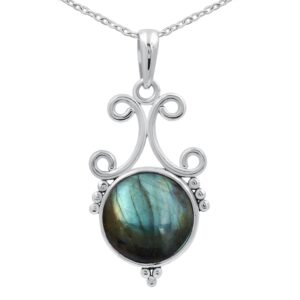 tishavi 5.45cts natural labradorite pendant necklace for women handmade birthstone vintage jewelry women's day gifts for mom wife sister