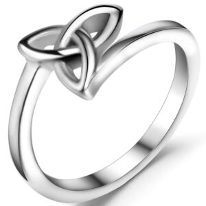 jude jewelers stainless steel classical celtic knot simple plain promise ring (silver, 6)