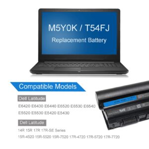 T54FJ M5Y0X Laptop Battery for Dell Latitude E6420 E6430 E6440 E6520 E6530 E6540 E5520 E5530 E5420 E5430 Fits NHXVW 8858X 312-1163 71R31 N3X1D HCJWT FRR0G [11.1V 7800mAh 97Wh 9Cell]