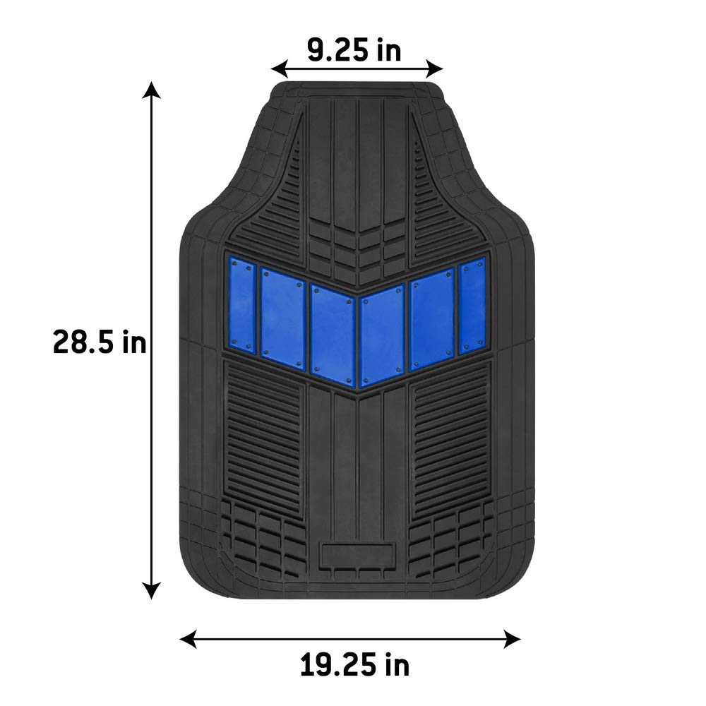 Motor Trend DualFlex Heavy Duty Rubber Auto Floor Mats w/Cargo Trunk Liner Cover Padding for Car Truck SUV, Universal Trim to Fit, All Weather Protection, Blue (MT-688-BL-MT-884)