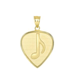 fine 14k yellow gold musical note guitar pick charm pendant