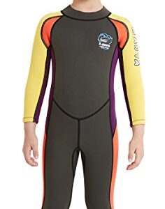 2.5mm Neoprene Dive Skin for Little Boys UV Protection One Piece Kids Wetsuit Quick Dry Swimmwear for Scuba Diving Swimming 4-5T Grey