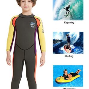 2.5mm Neoprene Dive Skin for Little Boys UV Protection One Piece Kids Wetsuit Quick Dry Swimmwear for Scuba Diving Swimming 4-5T Grey