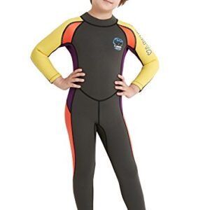 2.5mm Neoprene Dive Skin for Little Boys UV Protection One Piece Kids Wetsuit Quick Dry Swimmwear for Scuba Diving Swimming 4-5T Grey