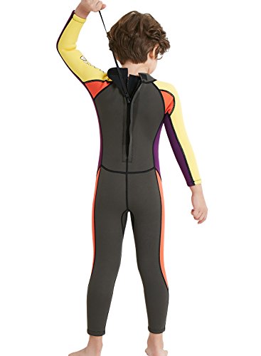 2.5mm Neoprene Dive Skin for Little Boys UV Protection One Piece Kids Wetsuit Quick Dry Swimmwear for Scuba Diving Swimming 4-5T Grey