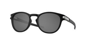 oakley men's oo9349 latch low bridge fit round sunglasses, matte black ink/prizm black polarized, 53 mm