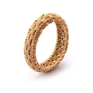 heidkrueger rattan bracelet for women handmade lightweight straw wicker braid woven bangle bracelet statement chunky bangle bracelet (classic a)