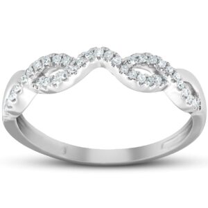 countour infinity diamond guard engagement wedding ring enhancer 10k white gold - size 8