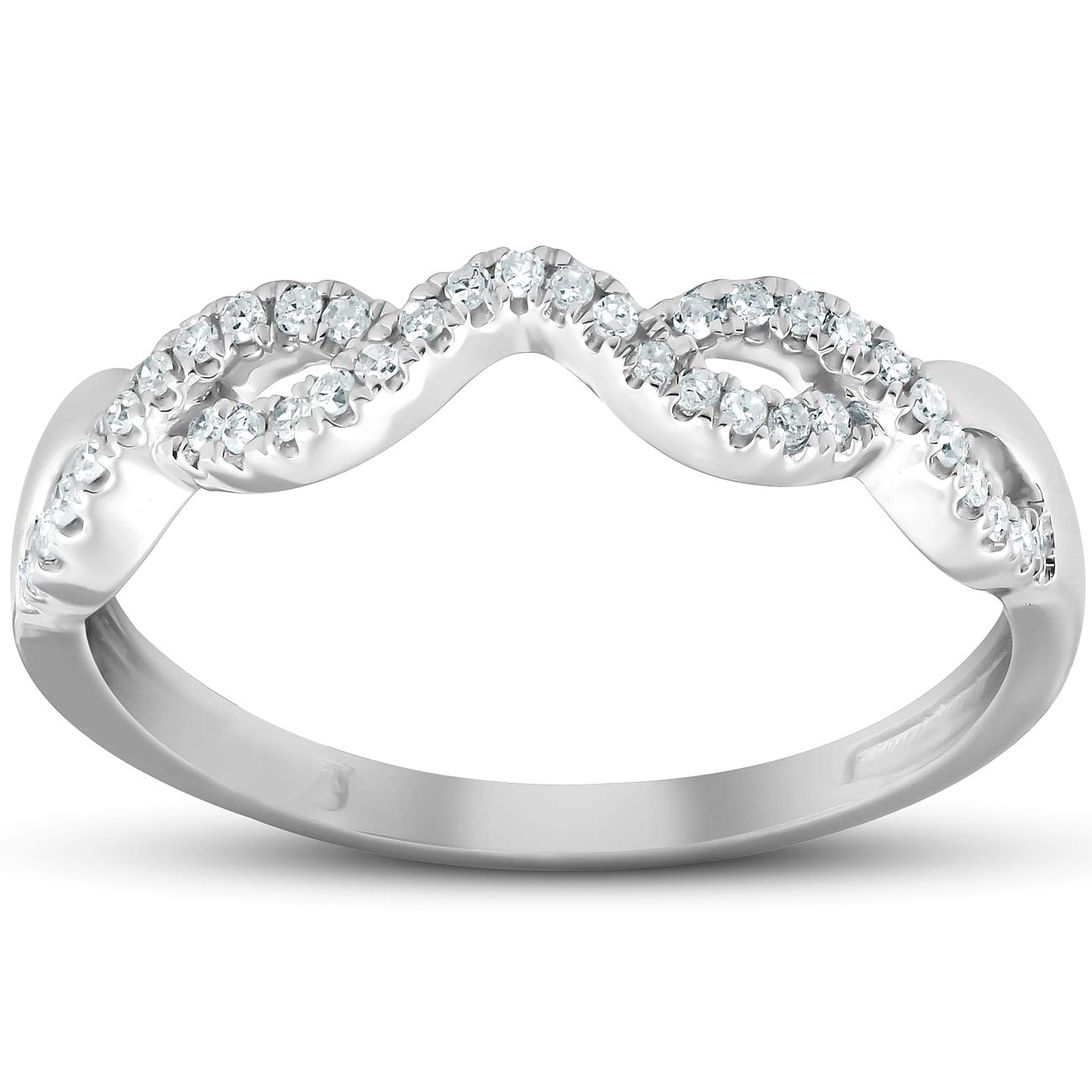 Countour Infinity Diamond Guard Engagement Wedding Ring Enhancer 10k White Gold - Size 8