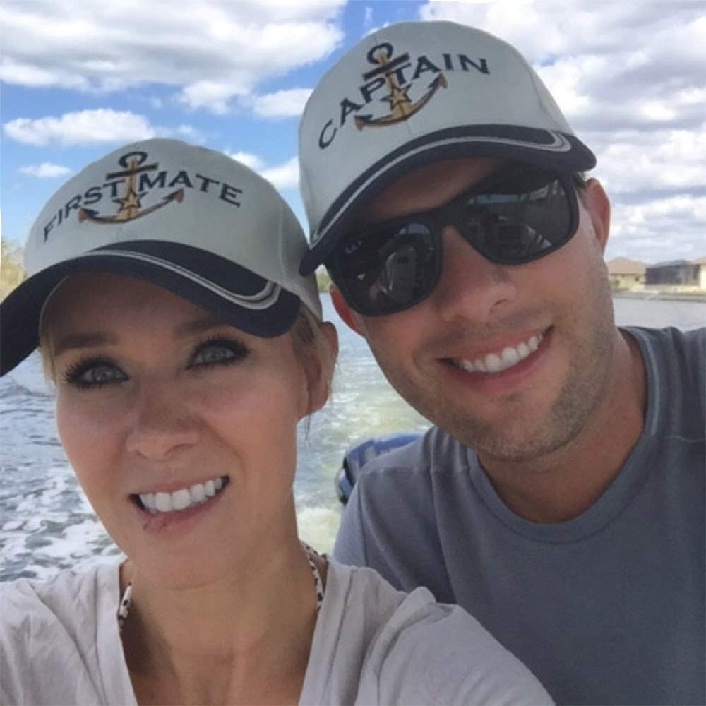 Captain Hat & First Mate | Matching Skipper Boating Baseball Caps | Nautical Marine Sailor Navy Hats