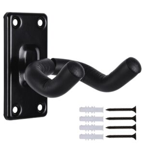 wogod guitar wall mount hanger hook holder stand guitar hangers hooks for acoustic electric and bass guitars (1pack-black)