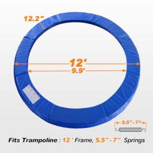 Exacme Trampoline Pad Replacement Round Safety Spring Cover, No Hole for Pole (Blue, 12 Foot)