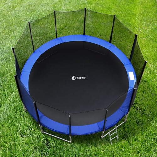 Exacme Trampoline Pad Replacement Round Safety Spring Cover, No Hole for Pole (Blue, 12 Foot)