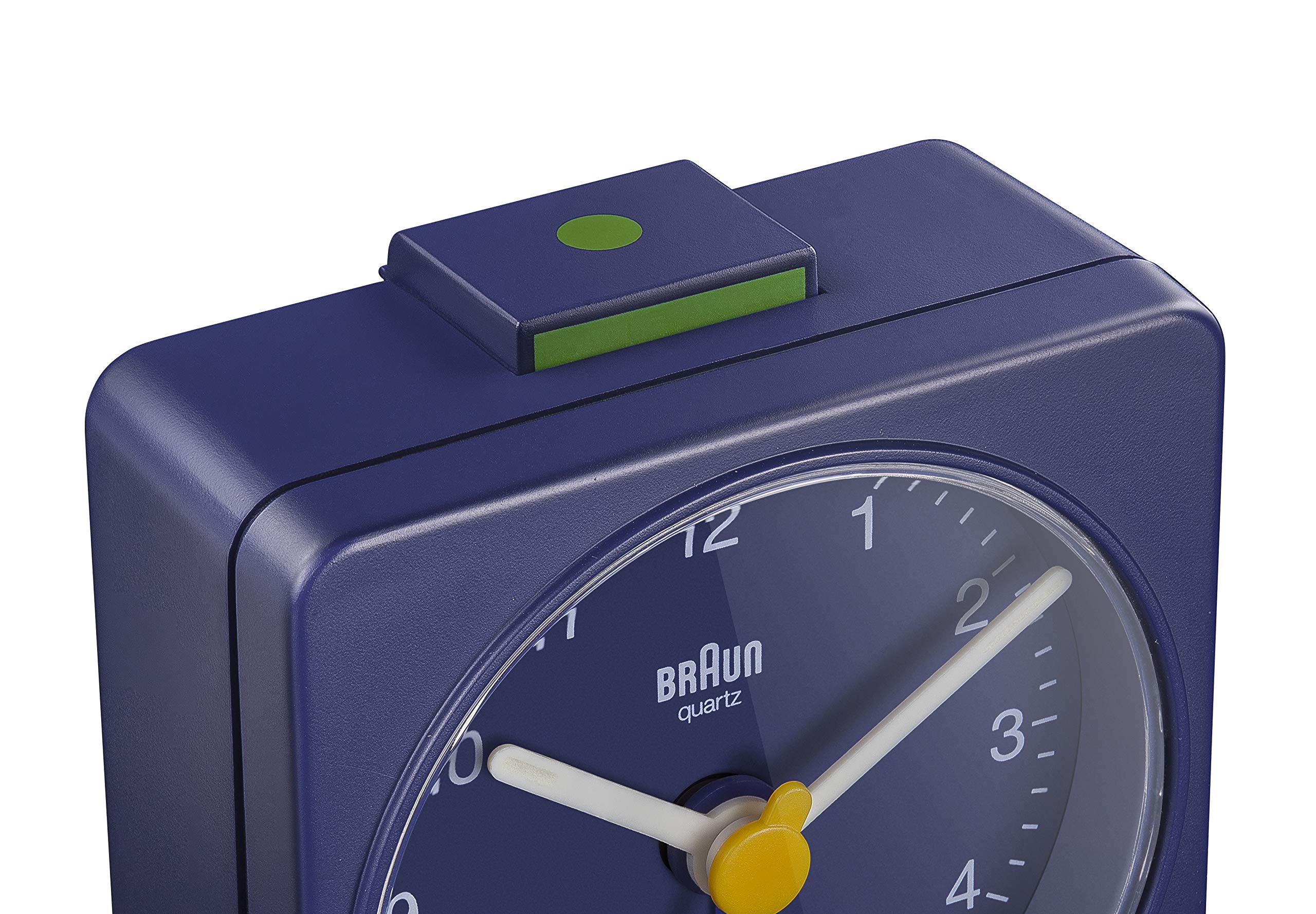 Braun Classic Travel Analogue Clock, Compact Size, Quiet Quartz Movement, Crescendo Beep Alarm in Blue, Model BC02BL, One