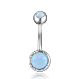 lantine real opal belly rings surgical steel belly button rings opal 14g double jeweled opal navel rings