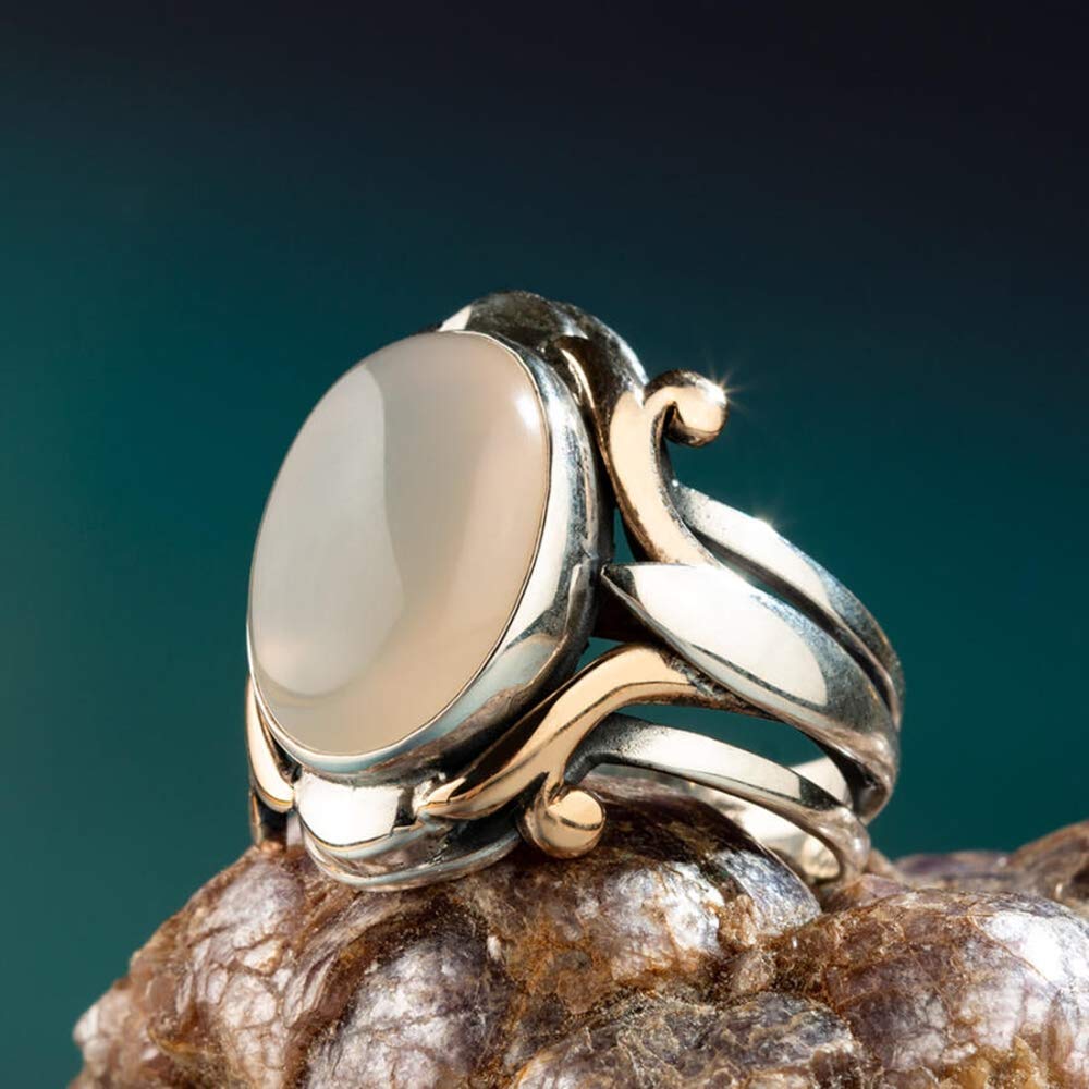 mysilverworld Solid 925 Sterling Silver White Agate Stone Payitaht Sultan Abdulhamid Ring (12)