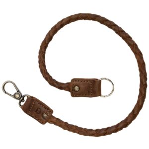 Hide & Drink, Braided Biker Chain, Key Lanyard for Wallet, Rustic Keychain, Keyring with Strap and Hook, Travel Accessories, Full Grain Leather, Handmade, Bourbon Brown