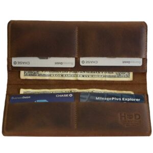 hide & drink, minimalist dual folio wallet handmade from full grain leather (bourbon brown)