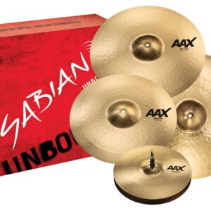 Sabian AAX Promotional Cymbal Set Thin Crash, Natural, (14" Hats, 16" Crash, 21" Ride, & Free 18" Crash) (25005XCPB)