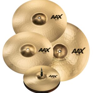 Sabian AAX Promotional Cymbal Set Thin Crash, Natural, (14" Hats, 16" Crash, 21" Ride, & Free 18" Crash) (25005XCPB)