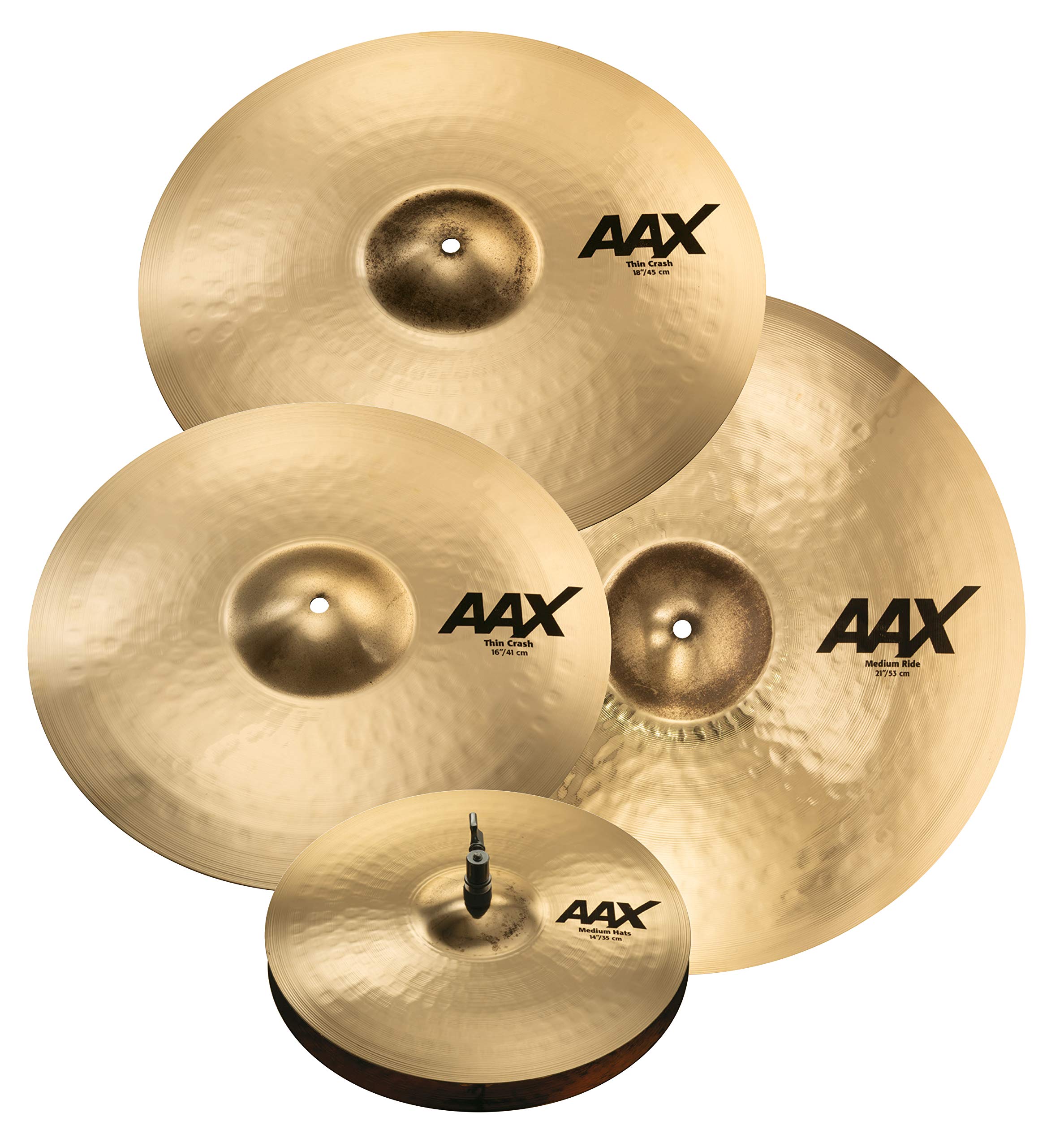 Sabian AAX Promotional Cymbal Set Thin Crash, Natural, (14" Hats, 16" Crash, 21" Ride, & Free 18" Crash) (25005XCPB)