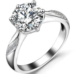 jude jewelers stainless steel 2 carat simulated cz diamond wedding engagement proposal ring (silver, 8)