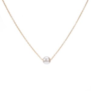 yalice tiny pearl choker necklace chain short pendant necklaces floating wedding bridesmaid jewelry for women (gold)