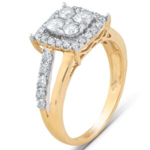 1 1/10 Ct Diamond Cushion Halo Engagement Ring Wedding Set 10k Yellow Gold - Size 9