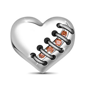 gnoce heart charm beads 925 sterling silver bead charms with cubic zirconia fit for bracelet/necklace valentine's day jewelry gift for women (heart-1)