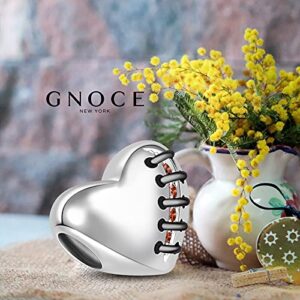 GNOCE Heart Charm Beads 925 Sterling Silver Bead Charms with Cubic Zirconia Fit for Bracelet/Necklace Valentine's Day Jewelry Gift for Women (heart-1)