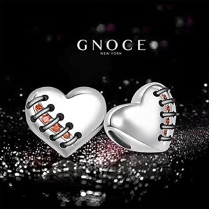 GNOCE Heart Charm Beads 925 Sterling Silver Bead Charms with Cubic Zirconia Fit for Bracelet/Necklace Valentine's Day Jewelry Gift for Women (heart-1)