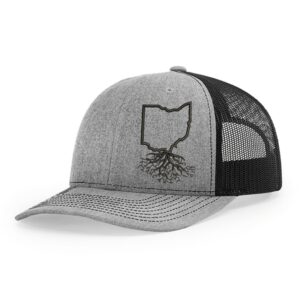 wyr clothing - snapback hat with minnesota roots design, polyester cotton baseball cap, six-panel trucker hats, heather & black mesh