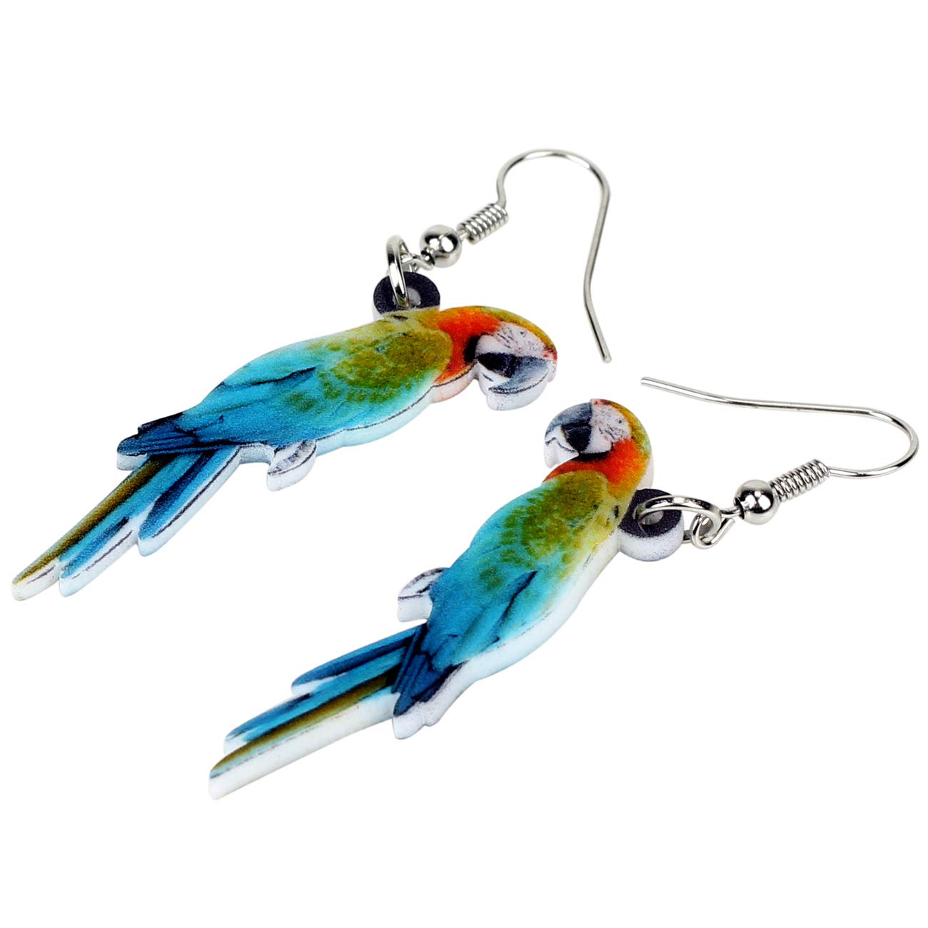 Bonsny Acrylic Drop Dangle Sweet Resting Macaws Parrot Bird Earrings Jewelry For Women Gift Charms