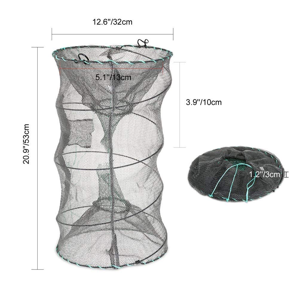 Fishing Bait Trap,2 Packs Crab Trap Minnow Trap Crawfish Trap Lobster Shrimp Collapsible Cast Net Fishing Nets Portable Folded Fishing Accessories,12.6X20.1inches