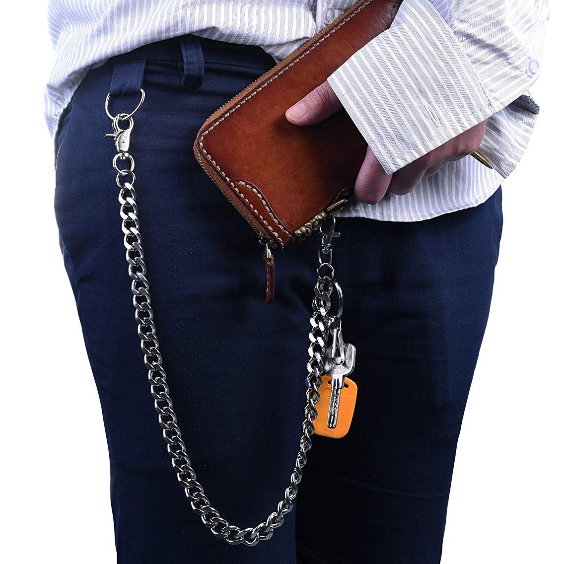 Keychain Heavy Duty Wallet Chain 23 Inch Pocket Key Chain with Lobster Clasp and Keyrings for Keys and Wallets