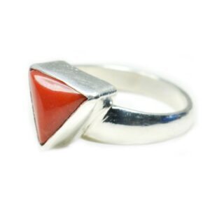 jewelryonclick natural 5 carat triangle red coral silver rings for women in size 4,5,6,7,8,9,10,11,12,13