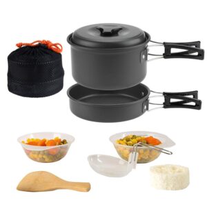 shellkingdom outdoor camping cooking kit portable non-stick backpacking picnic pot and bowl open fire cookware set for outdoor hiking and camping