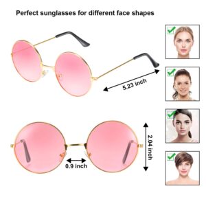 Blulu Round Hippie Sunglasses 10 Pairs 60's Style Colored Circle Glasses for Women Men (Cute Colors)