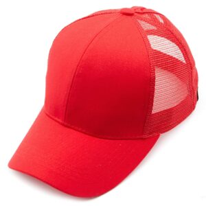 c.c hatsandscarf ponytail caps messy buns trucker plain baseball cap (bt-4) (red)